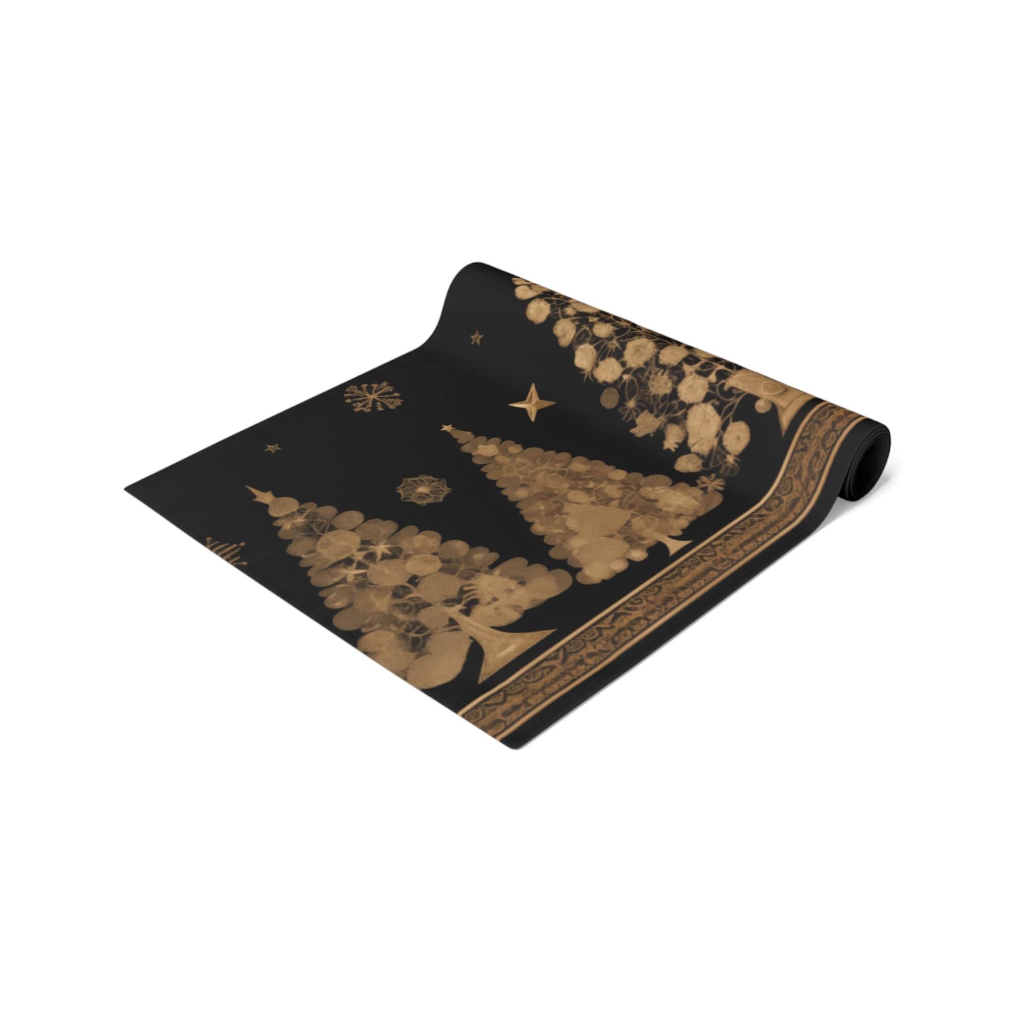 Celestial Gold Christmas Table Runner, Festive Night Sky Table Linen ...