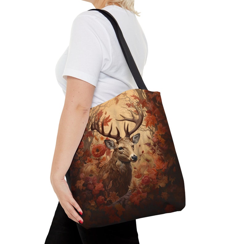 Serene Deer Tote Bag, Canvas Carryall, Thanksgiving Shopping Bag ...