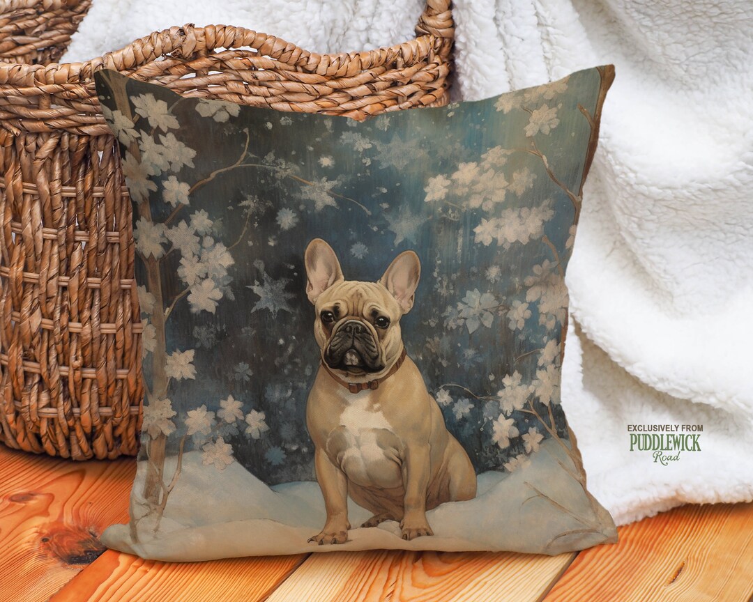 Frosted Frenchie Pillow, Scandinavian Minimalist Style, Navy Cream ...