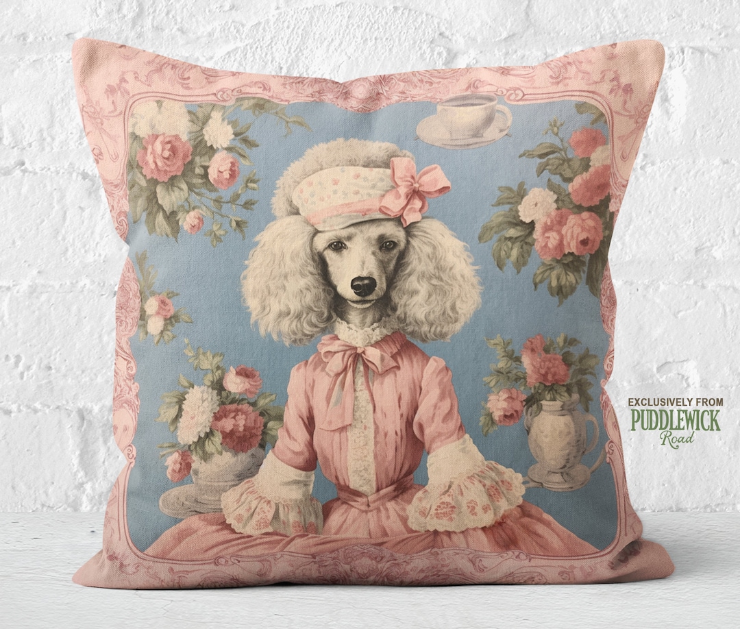 Petite Rose Poodle Pillow, French Country Chic, Poodle Lover Gift, # ...