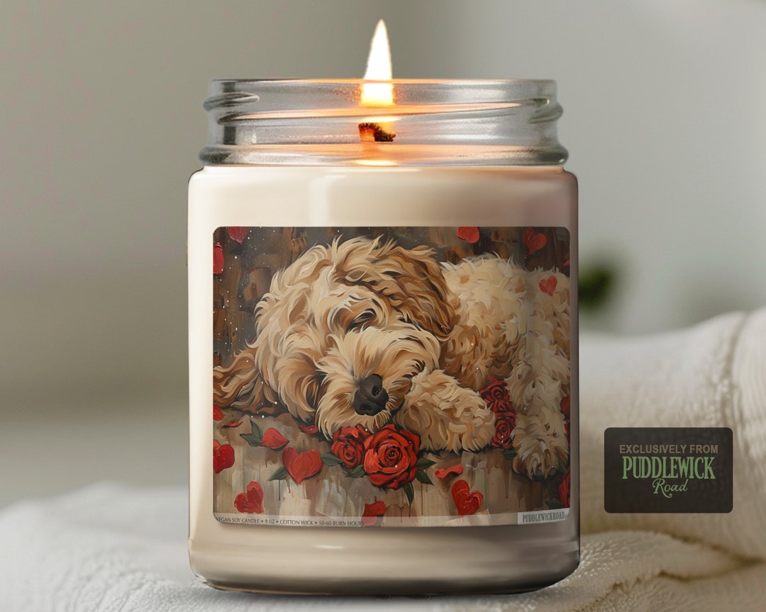 Labradoodle Candle Gift Pet Lover Memorial Vintage Art Soy Candles ...