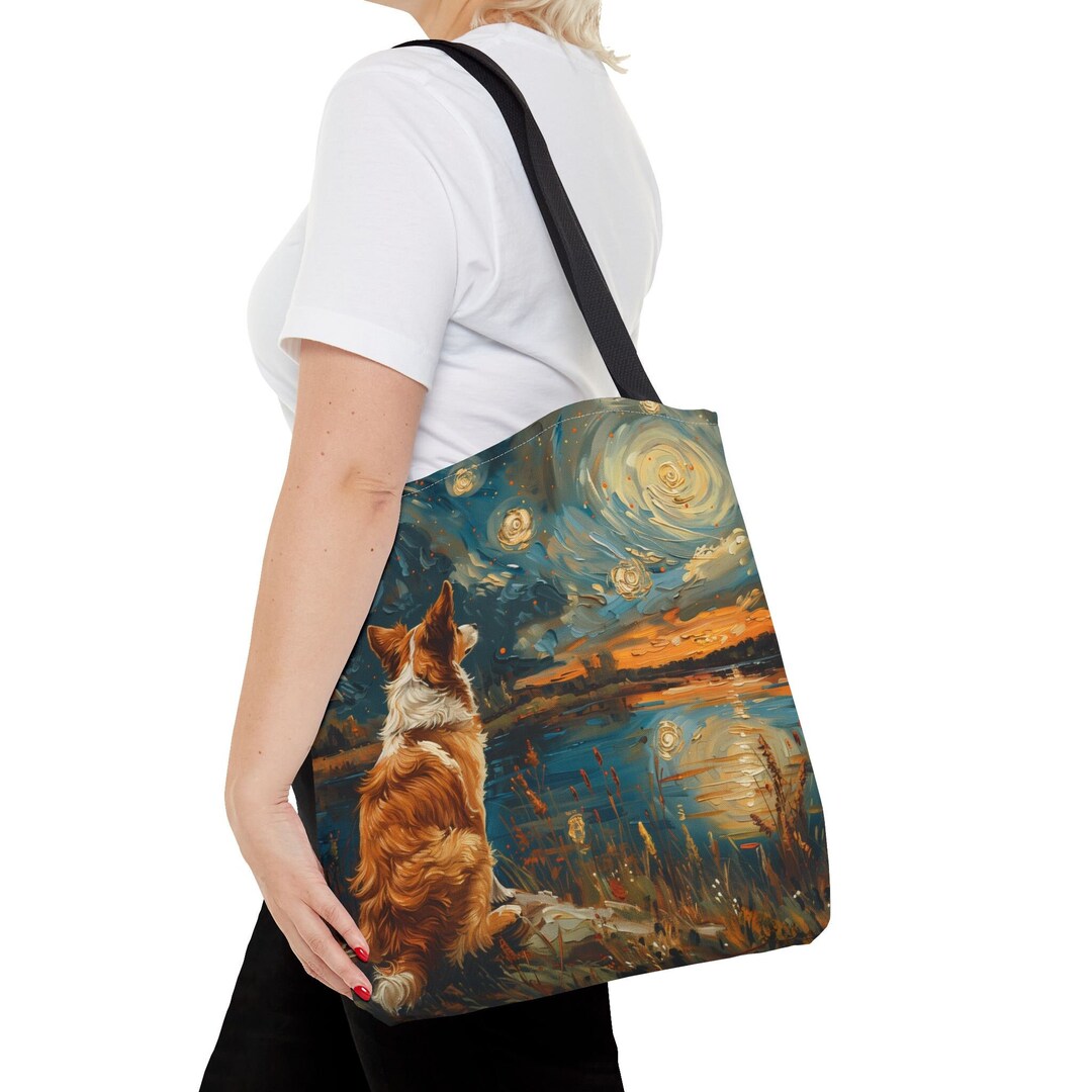 Starry Night Corgi Tote Bag, Eco-friendly Canvas Beach Bag for Dog ...