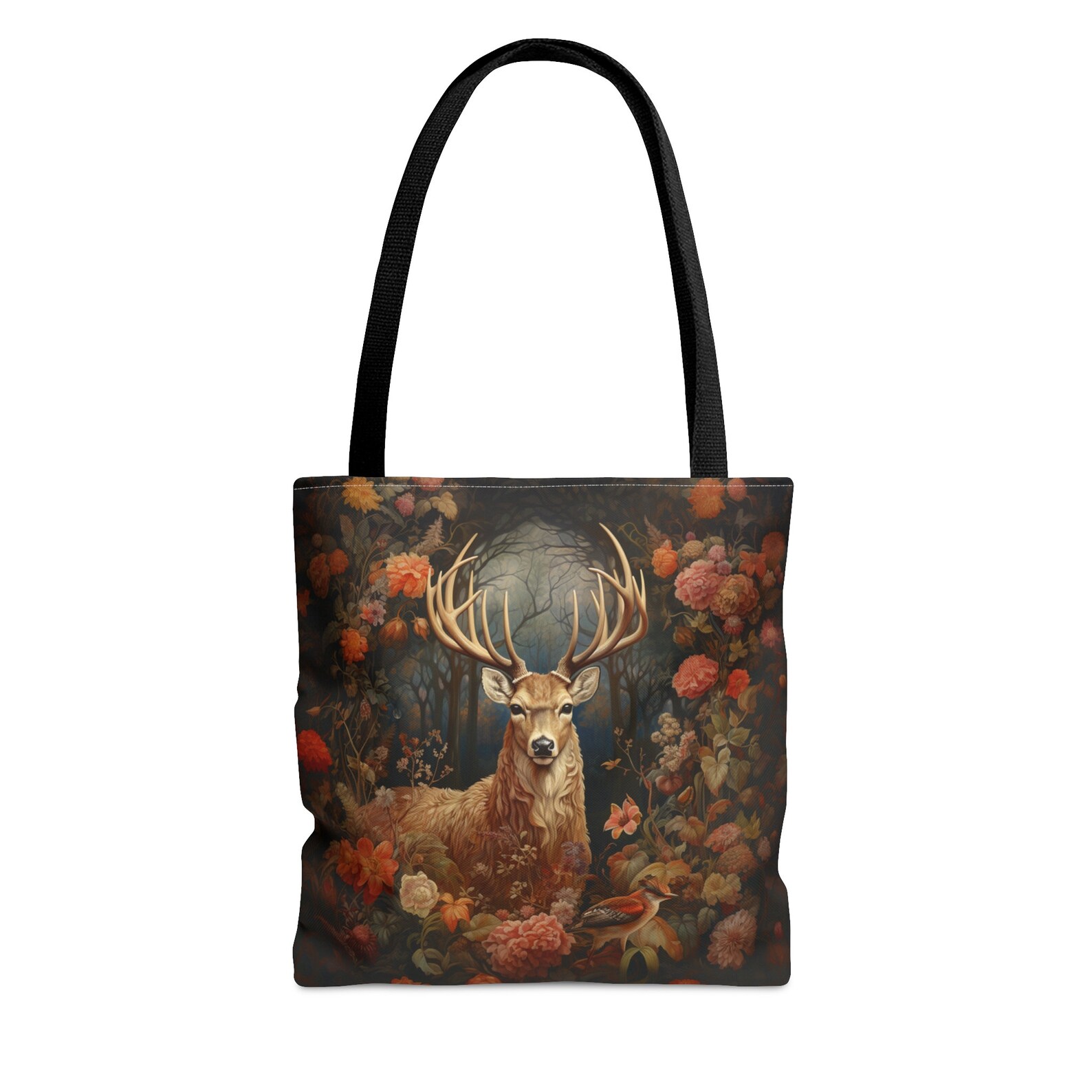 Deer Enchanted Forest Tote Bag, Fall Canvas Carryall, Thanksgiving Fawn ...