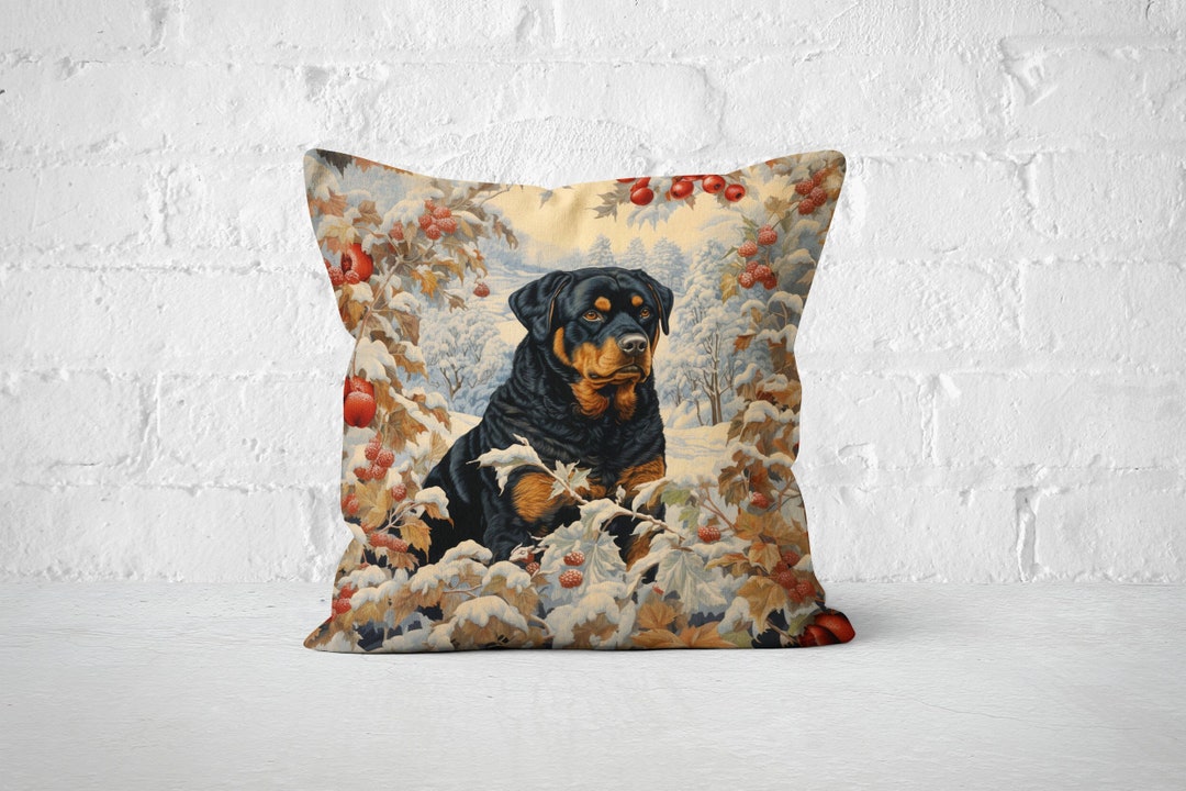 Thanksgiving Rottweiler Pillow: Autumn Foliage, Winter Snow - Etsy