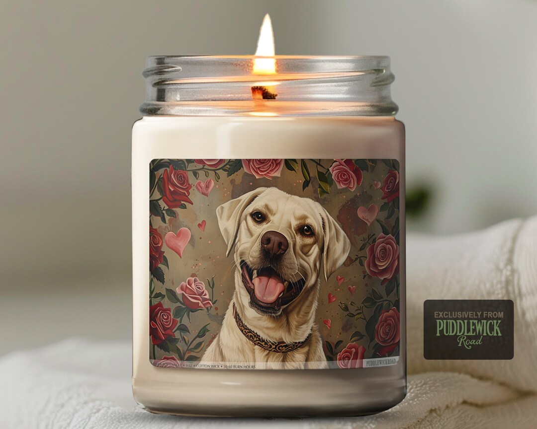 Labrador Retriever Candle Gift Pet Lover Memorial Vintage Art Soy ...