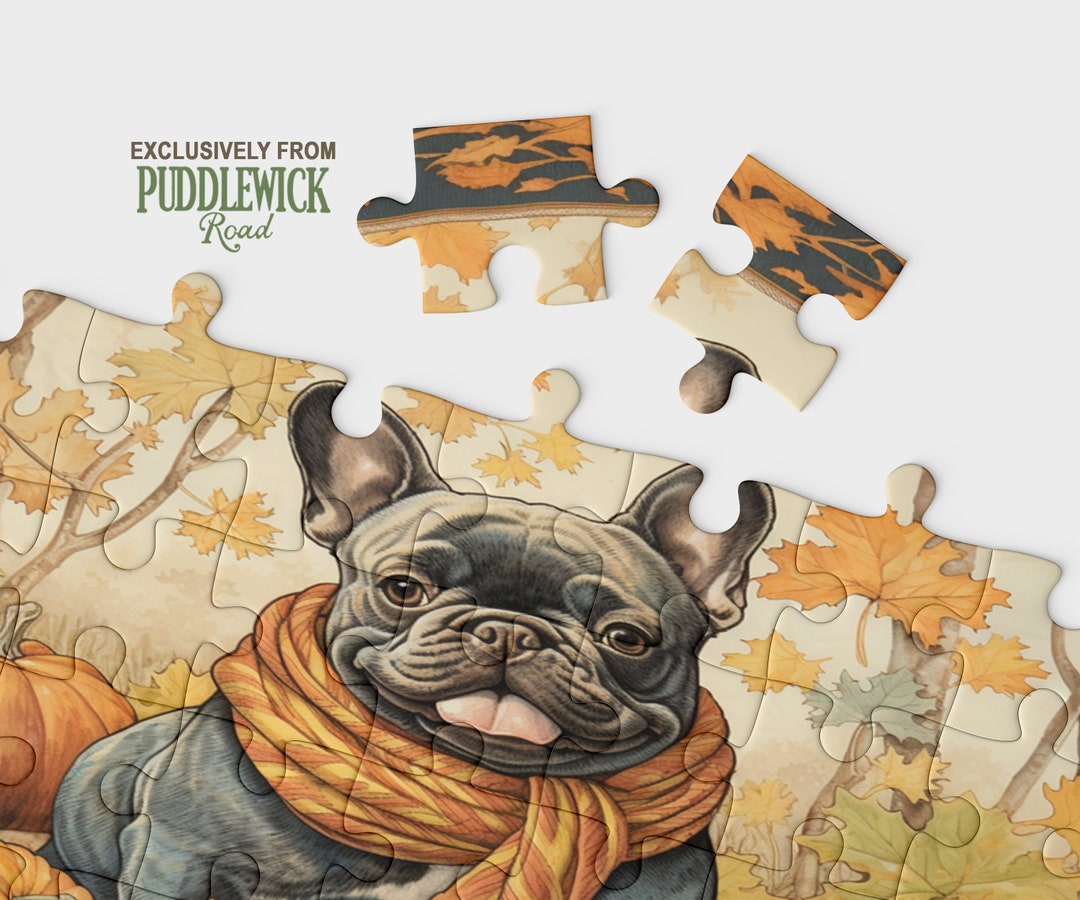 Joyful French Bulldog Jigsaw Puzzle | Thanksgiving Gift | Frenchie ...