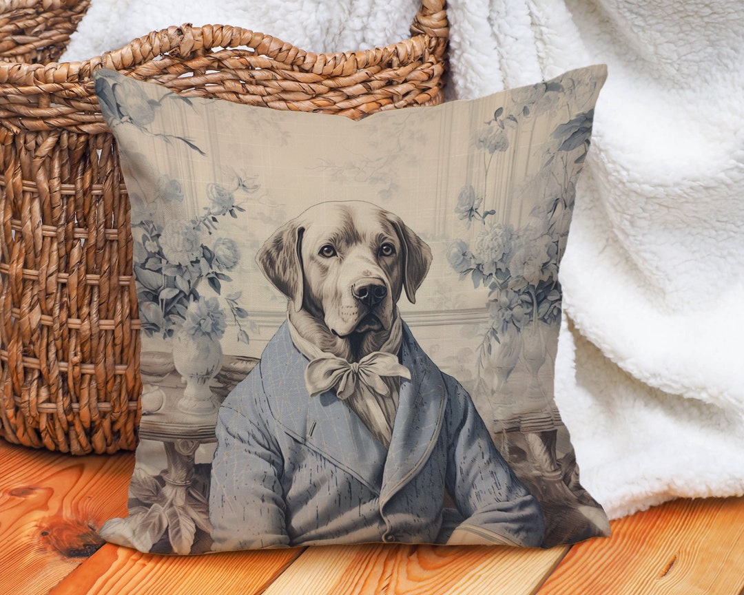 Labrador Retriever Pillow: Mr. Lab in Blue Suit, French Toile Decor - Etsy