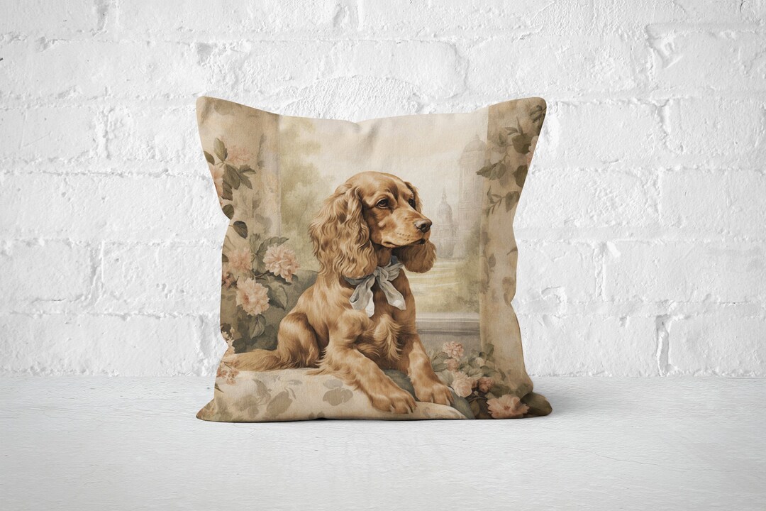 Cocker Spaniel Vintage Floral Pillow, Classic Baroque Decor, Romantic ...