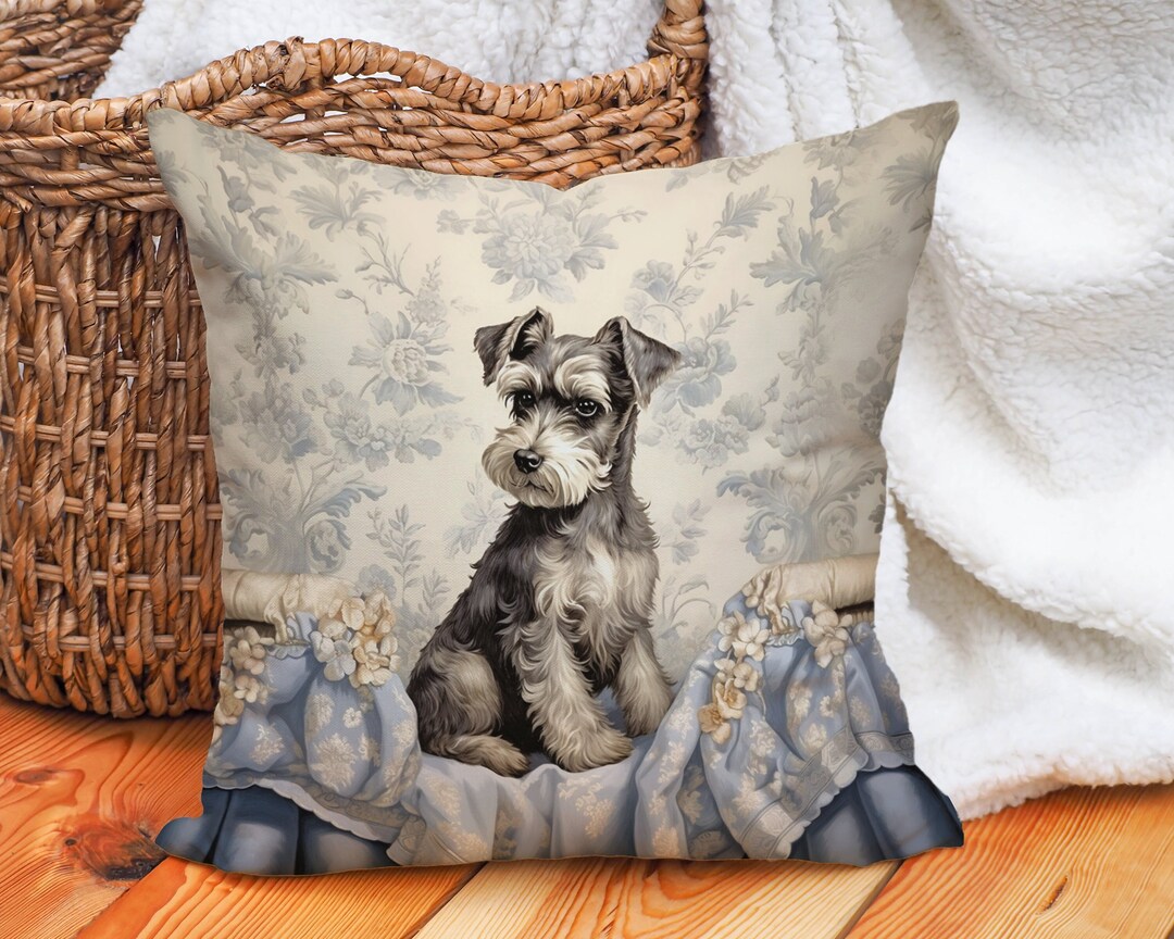 Miniature Schnauzer Pillow: French Toile Farmhouse Decor - Etsy