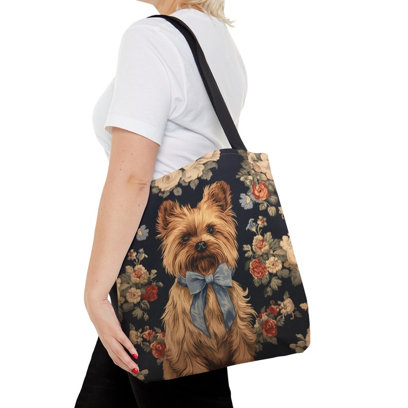Yorkshire Terrier Floral Tote Bag Classic Yorkie Essential Shopping Bag ...