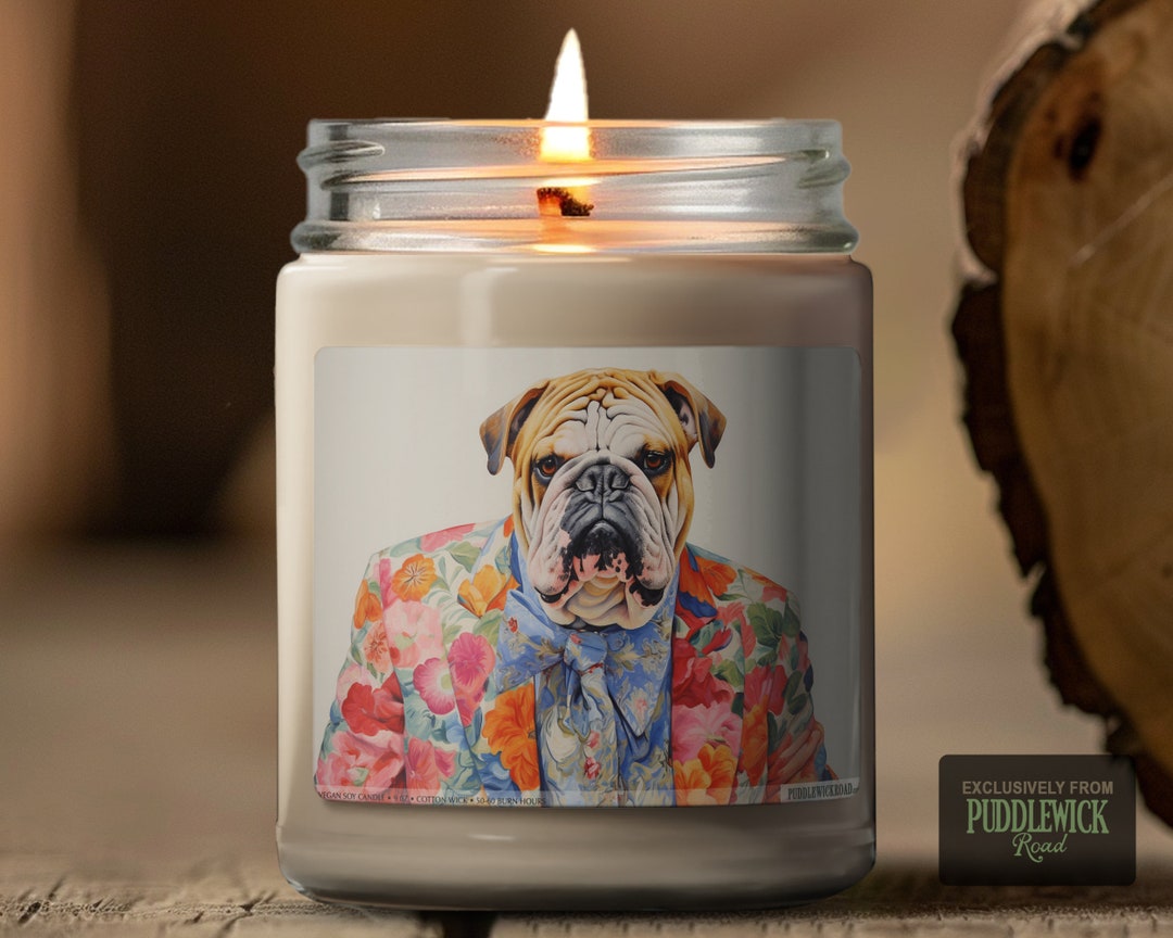 English Bulldog Candle Gift Pet Lover Bully Memorial Vintage Art Soy ...