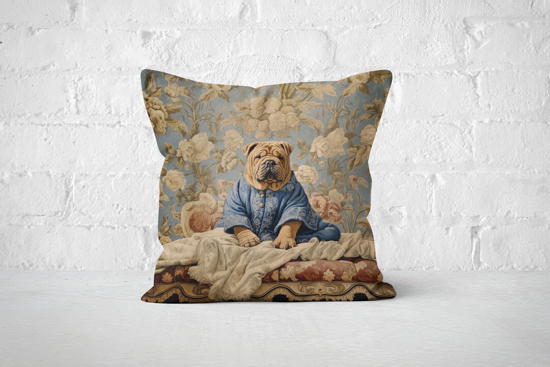 Shar Pei in Royal Blue Pillow French Toile Backdrop Cream - Etsy