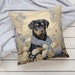 Charming Rottweiler Pillow, Gentle Gaze, Delicate Champagne & Blue ...