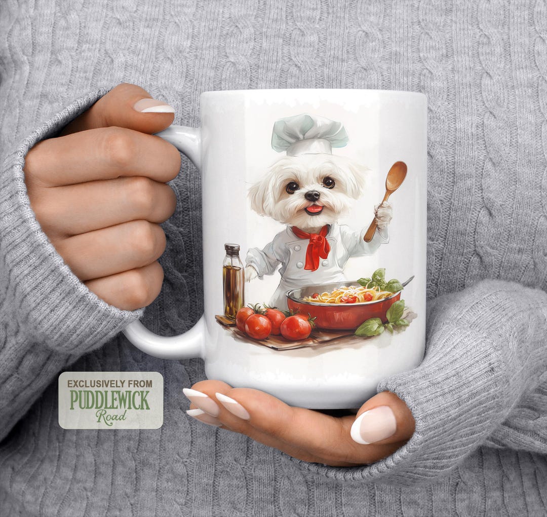 Maltese Chef Dog Mug, Cute Dog Lover Gift, Funny Kitchen Decor, Cooking ...