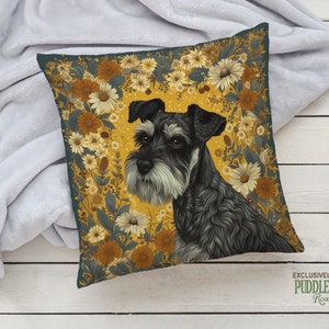 Schnauzer Sunshine Pillow Cottage Garden Charm Mustard Brown, Miniature ...