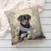 Charming Rottweiler Pillow, Gentle Gaze, Delicate Champagne & Blue ...