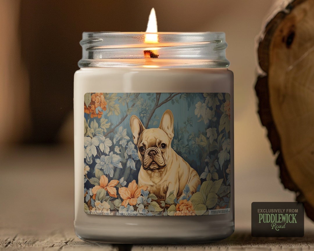 French Bulldog Candle Gift Vintage Art Soy Frenchie Candles Cute Puppy ...