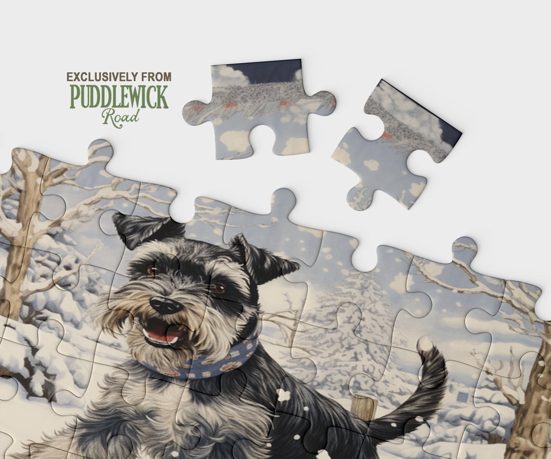 Joyful Winter Schnauzer Jigsaw Puzzle | Christmas Gift | Schnauzer ...