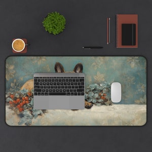 Frenchie's Cozy Corner Desk Mat, French Bulldog Lover Gift, Keyboard ...