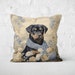 Charming Rottweiler Pillow, Gentle Gaze, Delicate Champagne & Blue ...