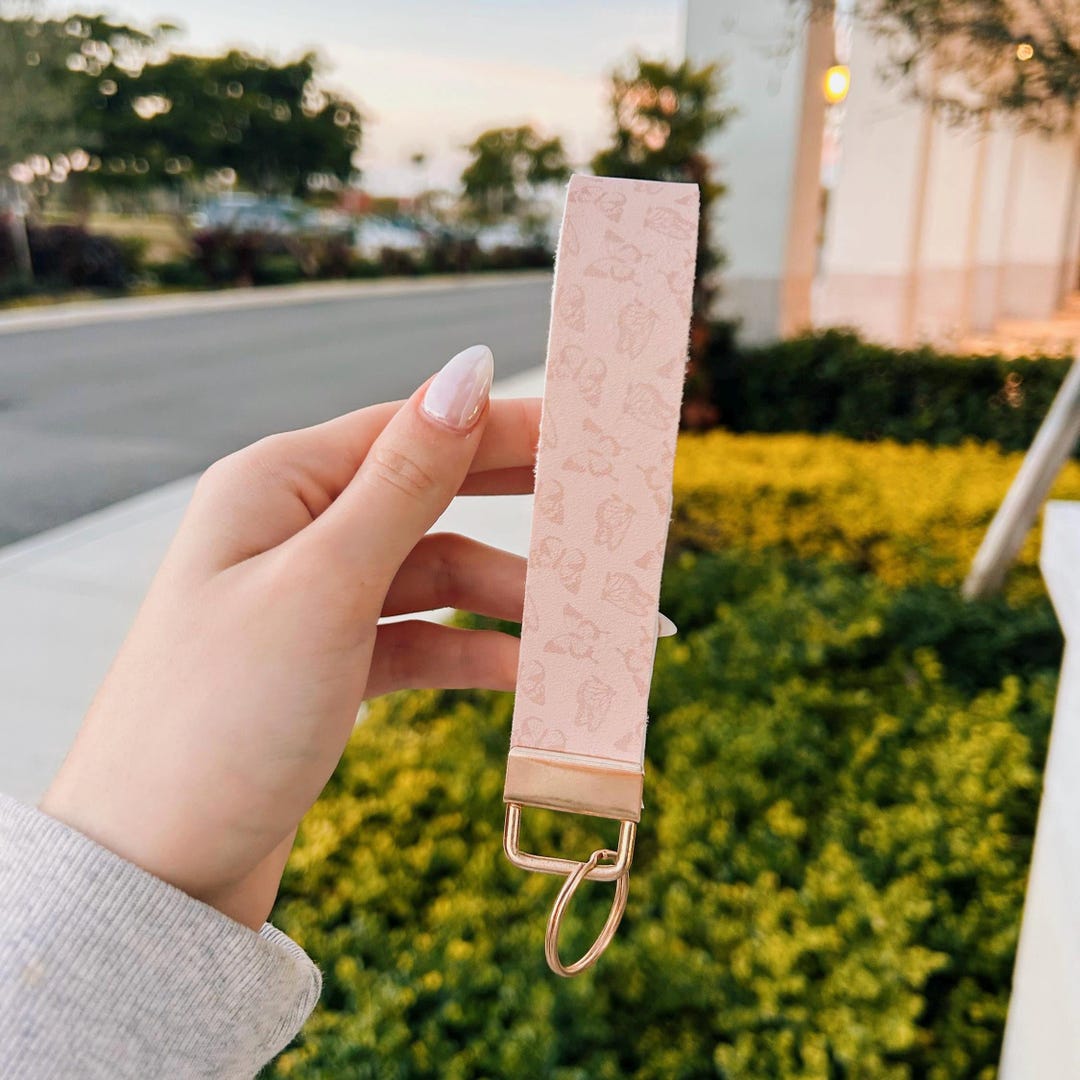 Blush Pink Butterfly Wristlet Keychain | Girly Key Holder - Etsy