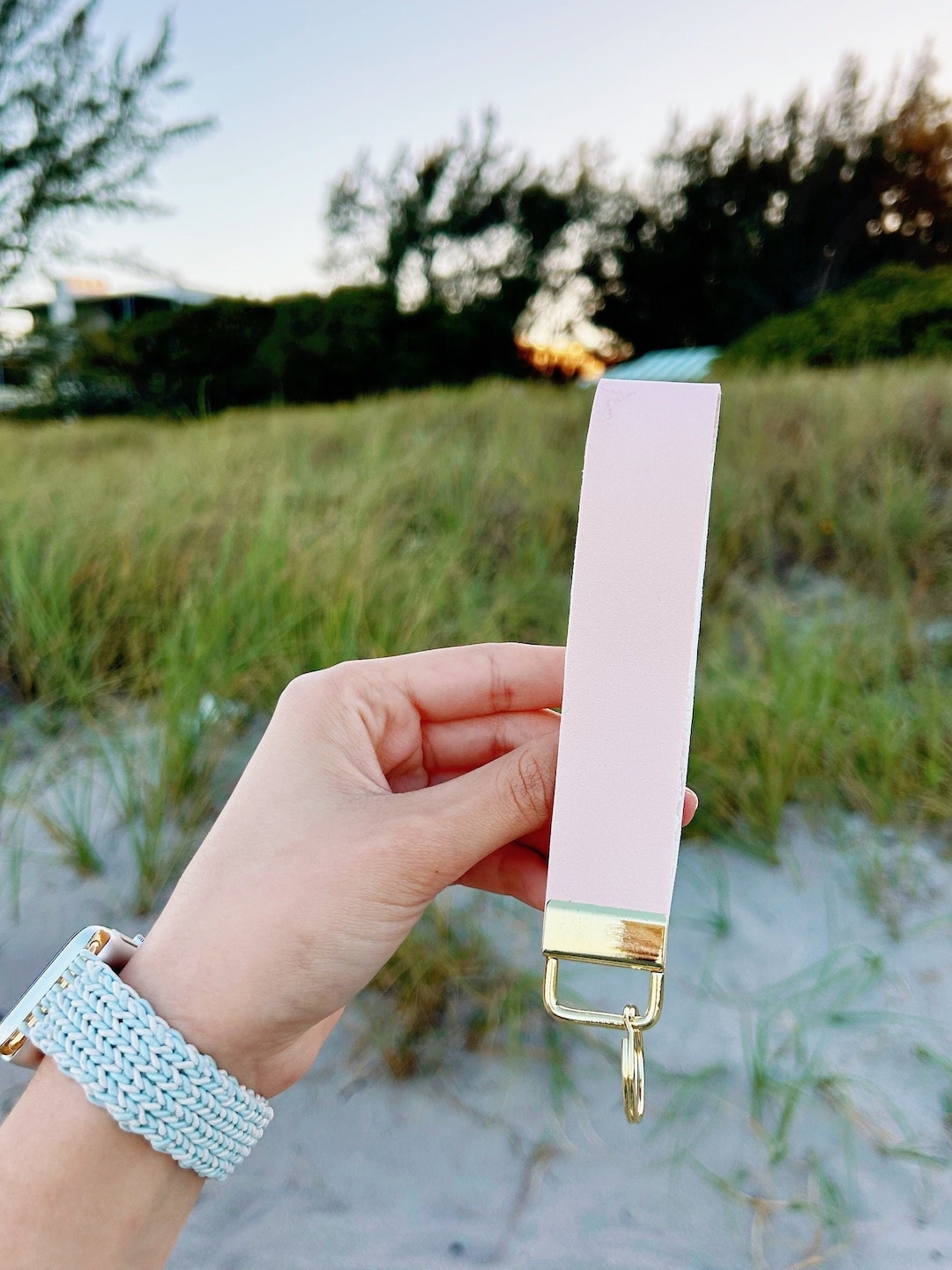 Peach Pink Wristlet Keychain Bohemian Boho Aesthetic Girly Key Card Car ...