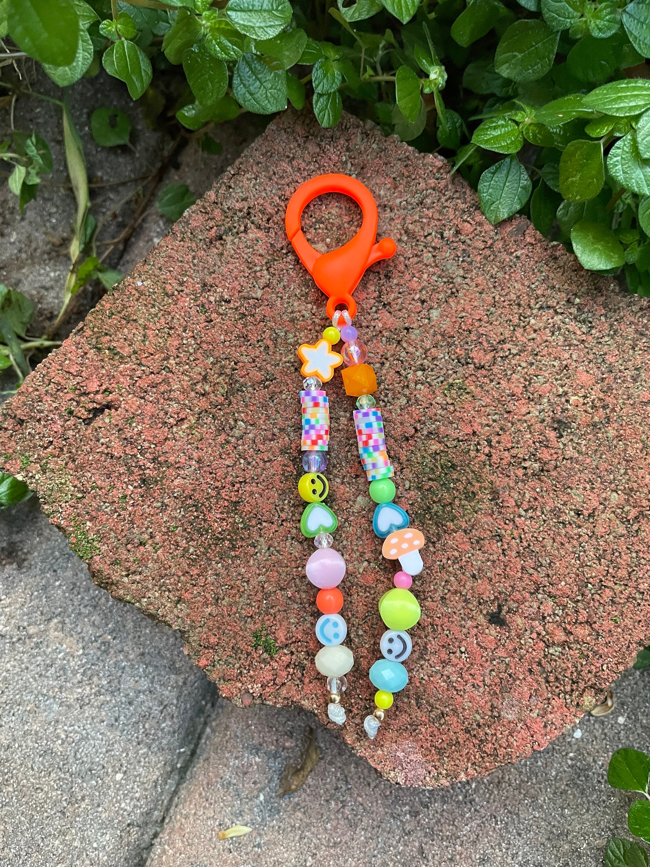 Handmade Keychain With Acrylic, Clay, Natural Genuine Pearls, and ...
