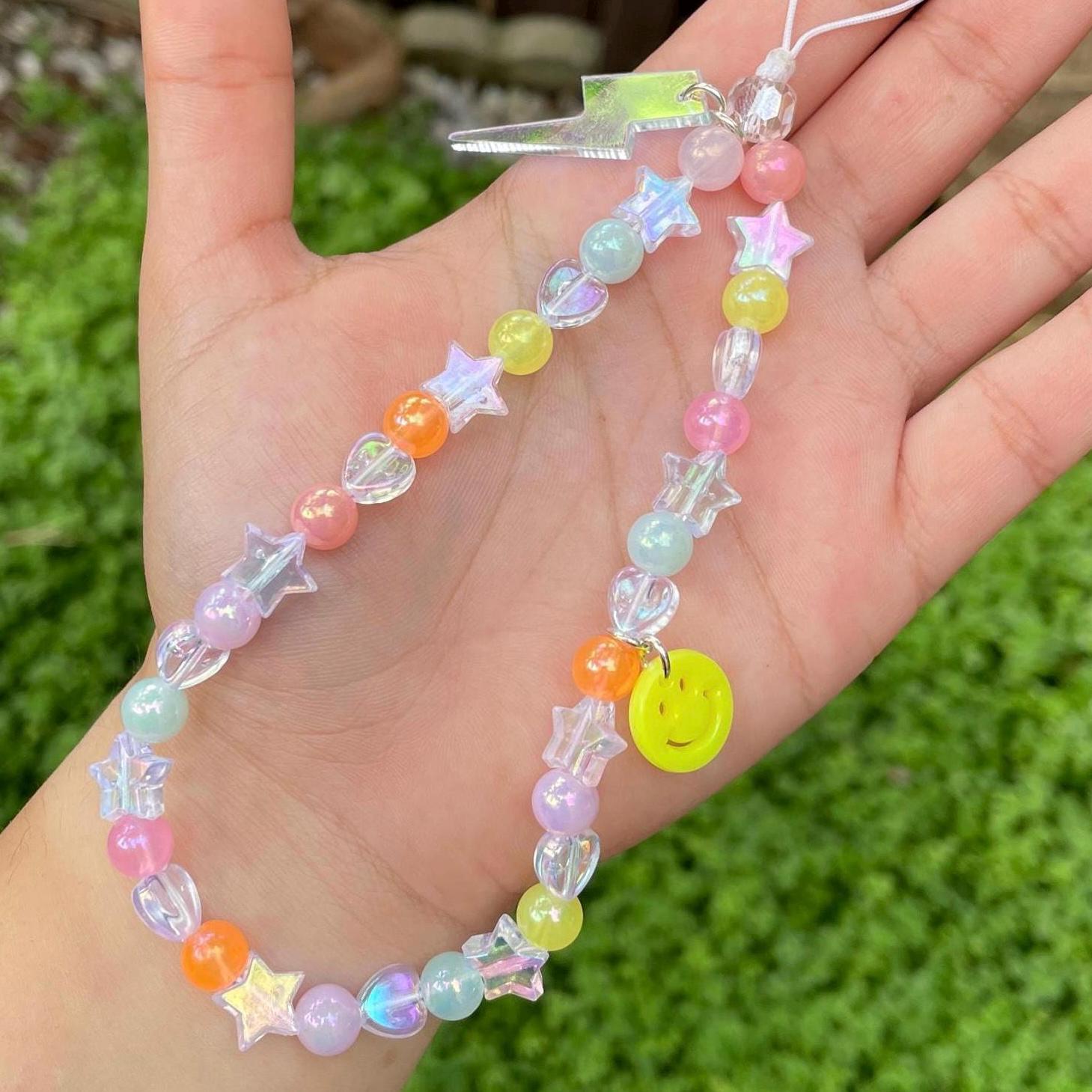 New Handmade Vibrant Colors Phone Straps With Iridescent Hearts and ...