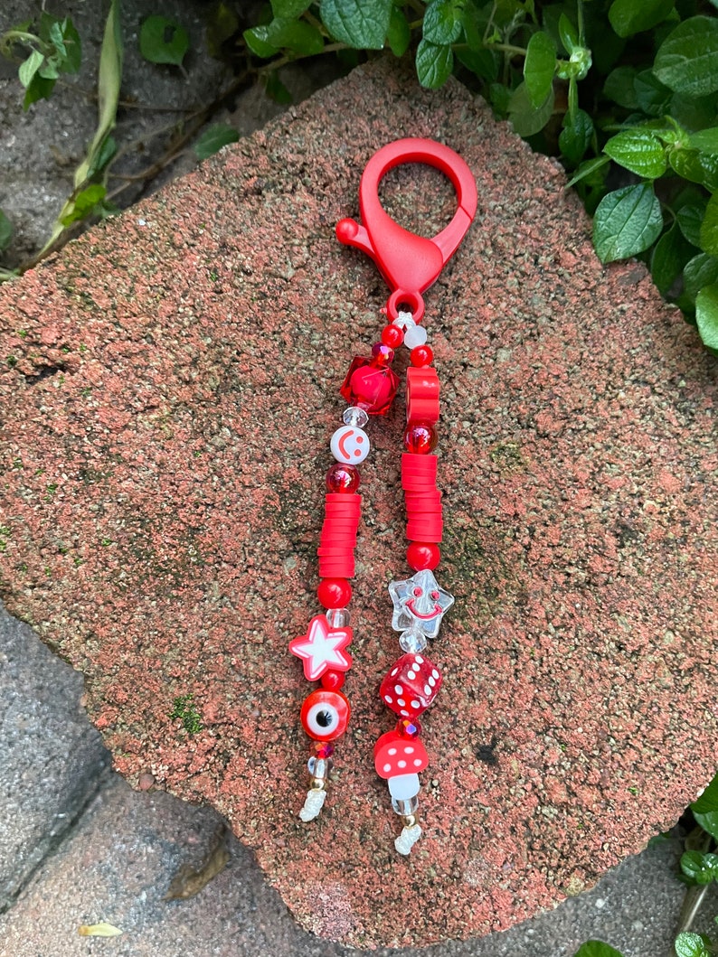 Handmade Keychain With Acrylic, Clay, Natural Genuine Pearls, and ...