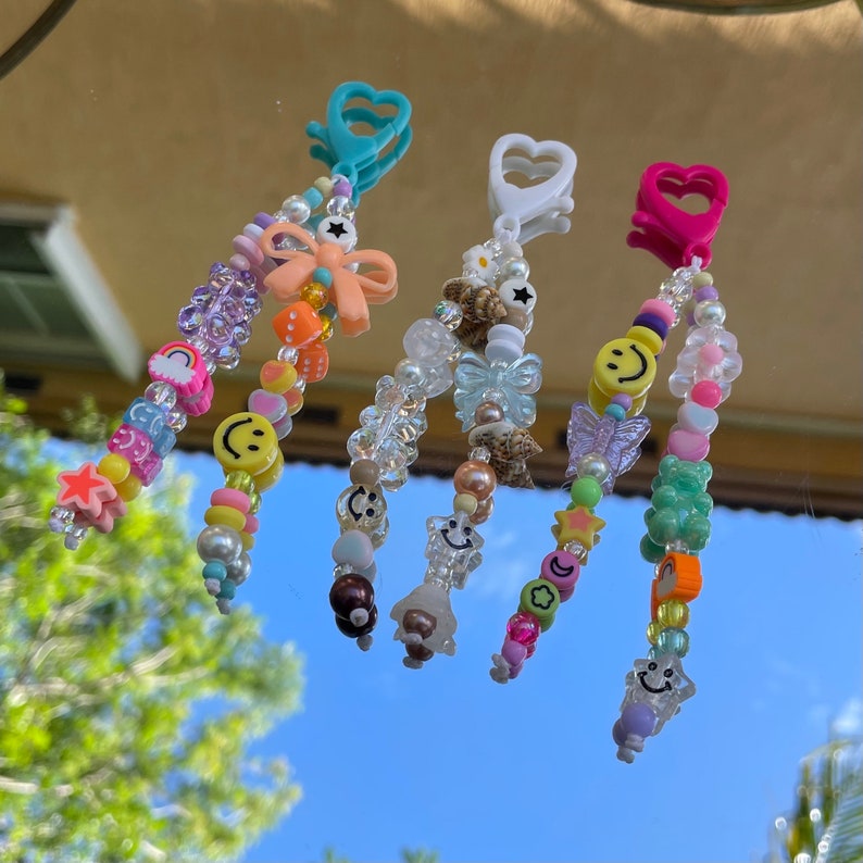 New Handmade Keychain With Acrylic, Clay, Natural Genuine Pearls, and ...
