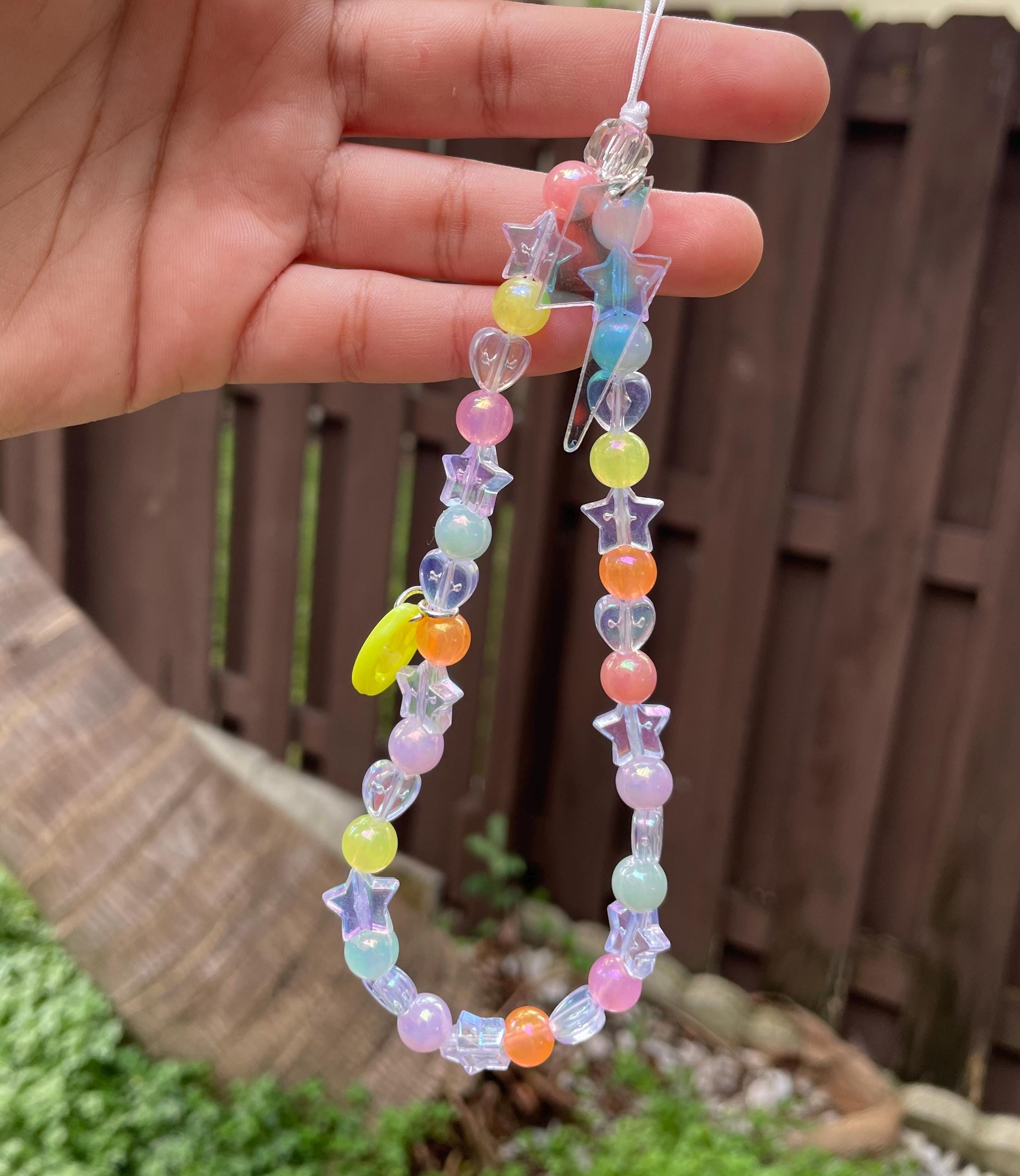 New Handmade Vibrant Colors Phone Straps With Iridescent Hearts and ...