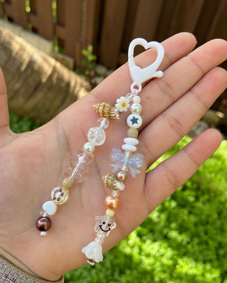New Handmade Keychain With Acrylic, Clay, Natural Genuine Pearls, and ...