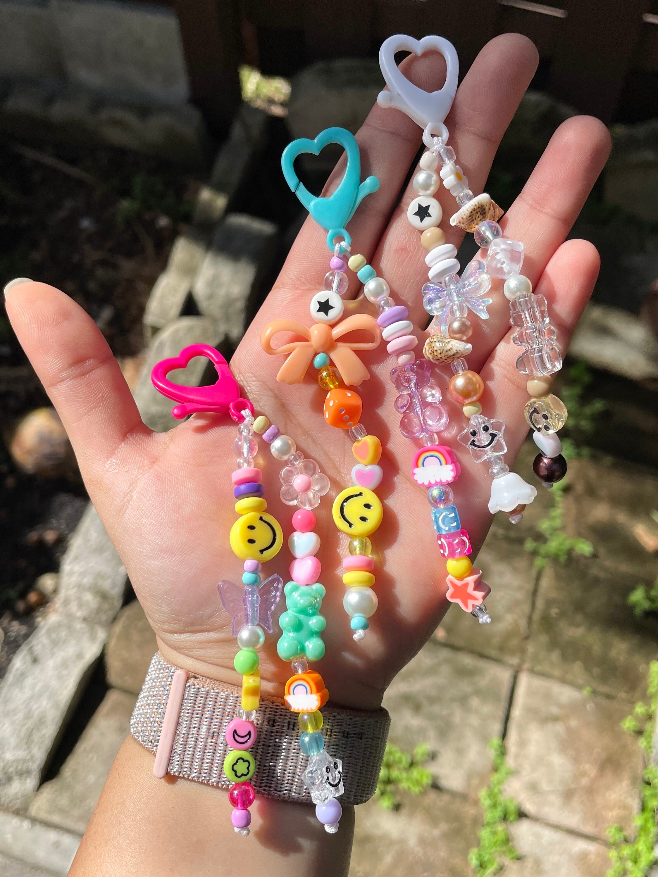 New Handmade Keychain With Acrylic, Clay, Natural Genuine Pearls, and ...