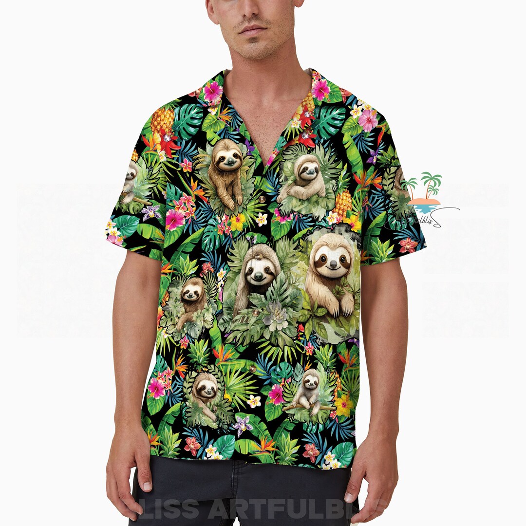 Cute Sloth Tropical Vacation Hawaiian Shirt Sloth Hawaii - Etsy
