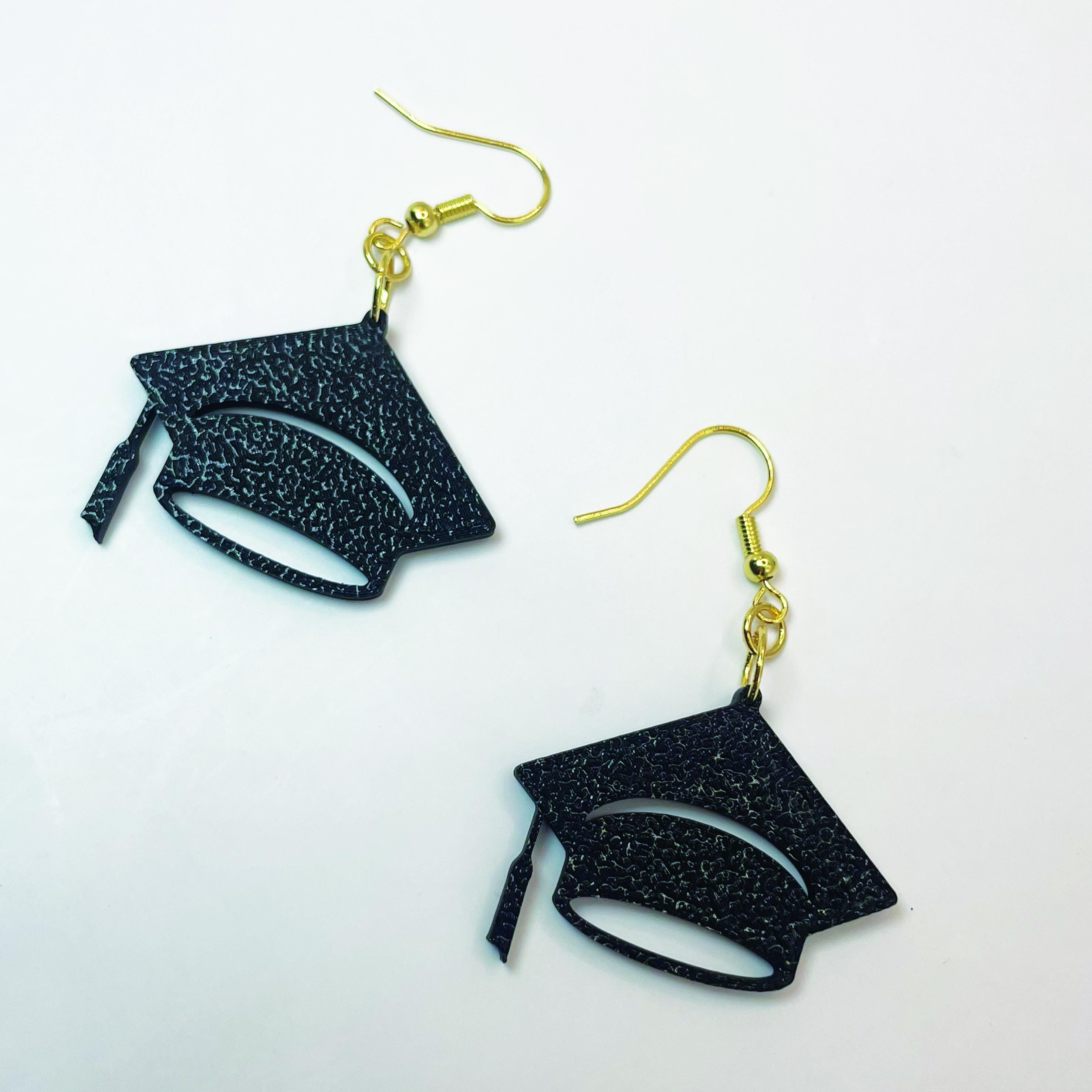 Graduation Earrings, 3D Printed Earrings With 18K Gold Plated Hook ...