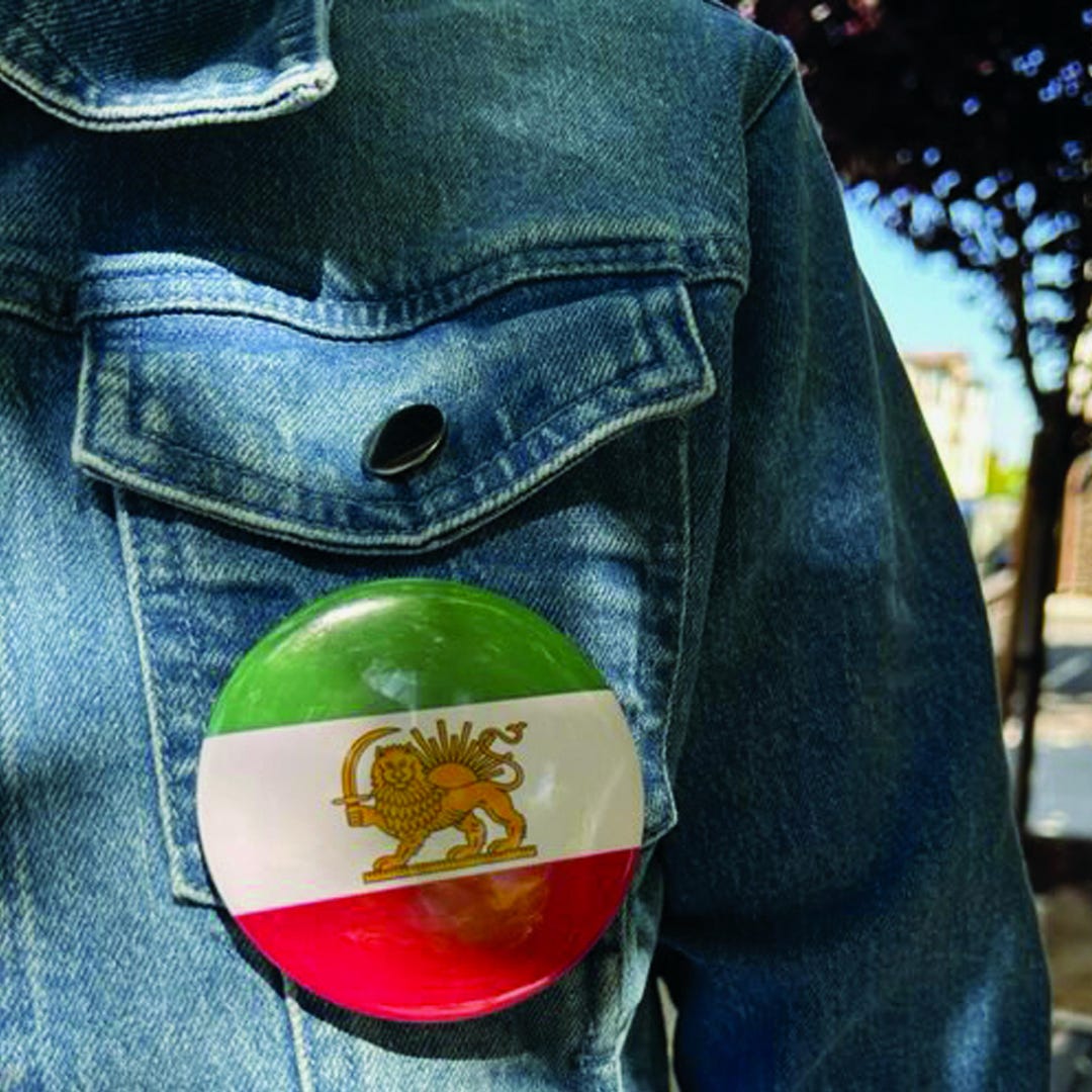 Shir O Khorshid Flag Button, Persian Pin Button, Pahlavi Flag Badge ...