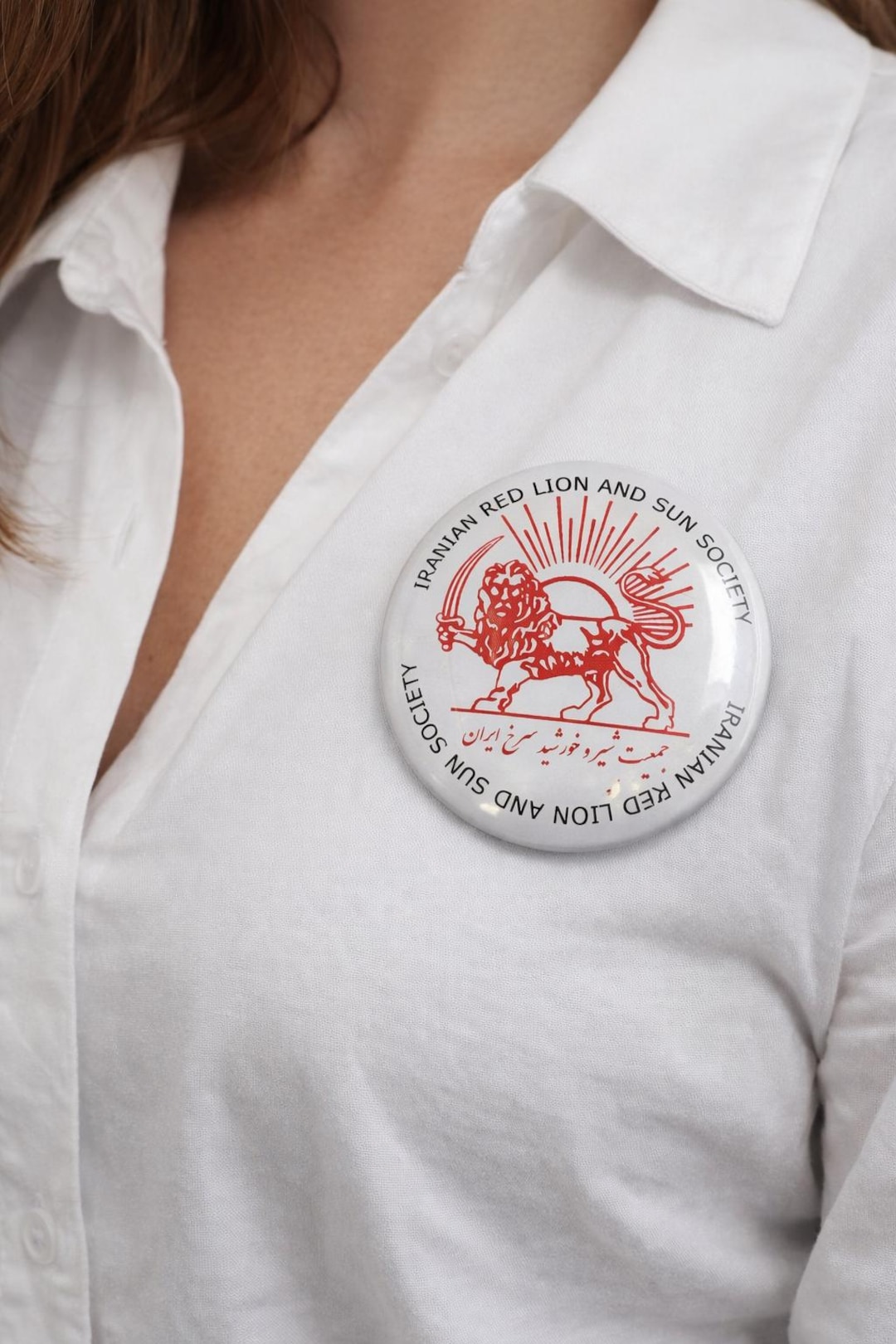 Red Lion and Sun Society, Red Shir O Khorshid Button, Persian Pin ...