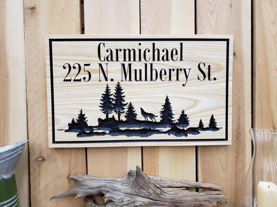 Custom Carved Rustic Name Address Sign | Deeply Cut Indoor Outdoor Sign ...