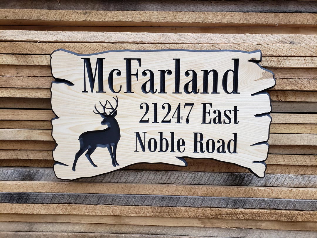 Custom Carved Wooden Name and Address Sign | Deeply Engraved Indoor ...