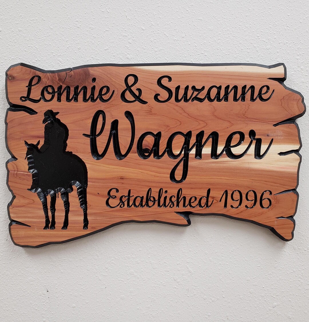 Custom Carved Rustic Western Sign | Deeply Engraved Cowboy Image With ...
