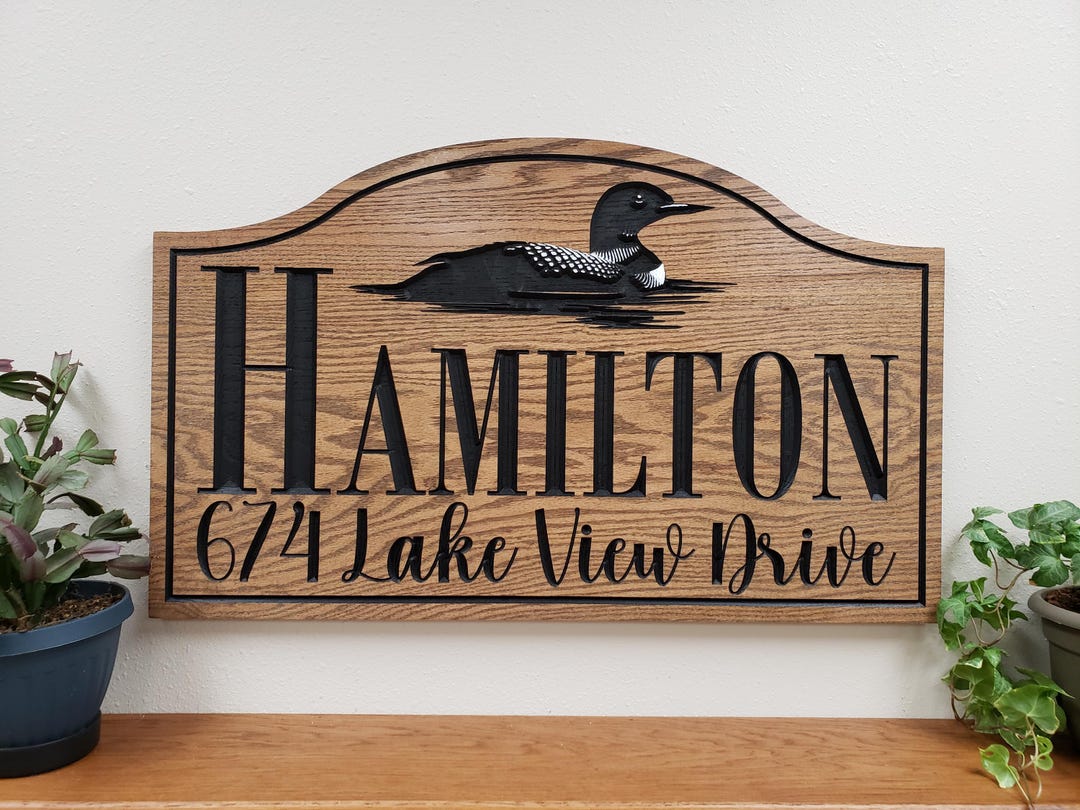 Custom Carved, Personalized Family Name, Address, Established Date Sign ...
