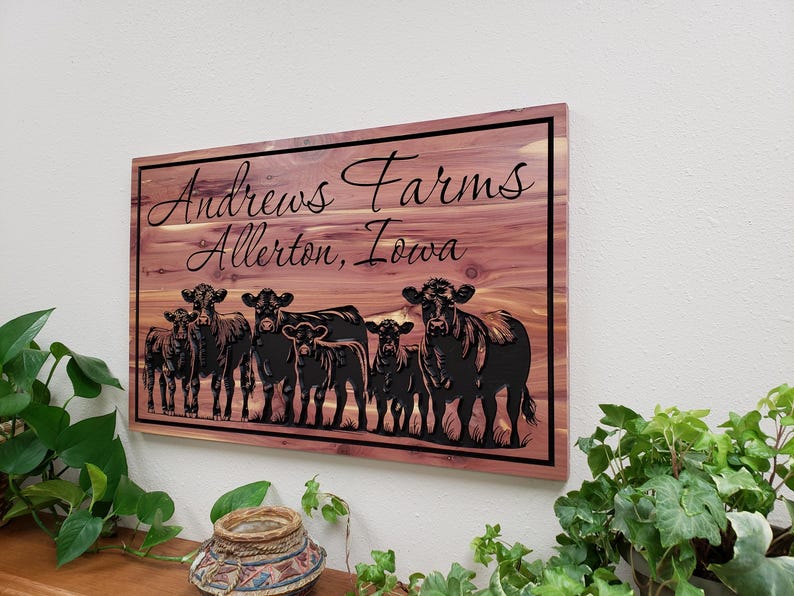 Custom Cattle Farm Sign With Business Name and This Image of Cows and ...