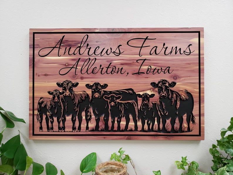 Custom Cattle Farm Sign With Business Name and This Image of Cows and ...