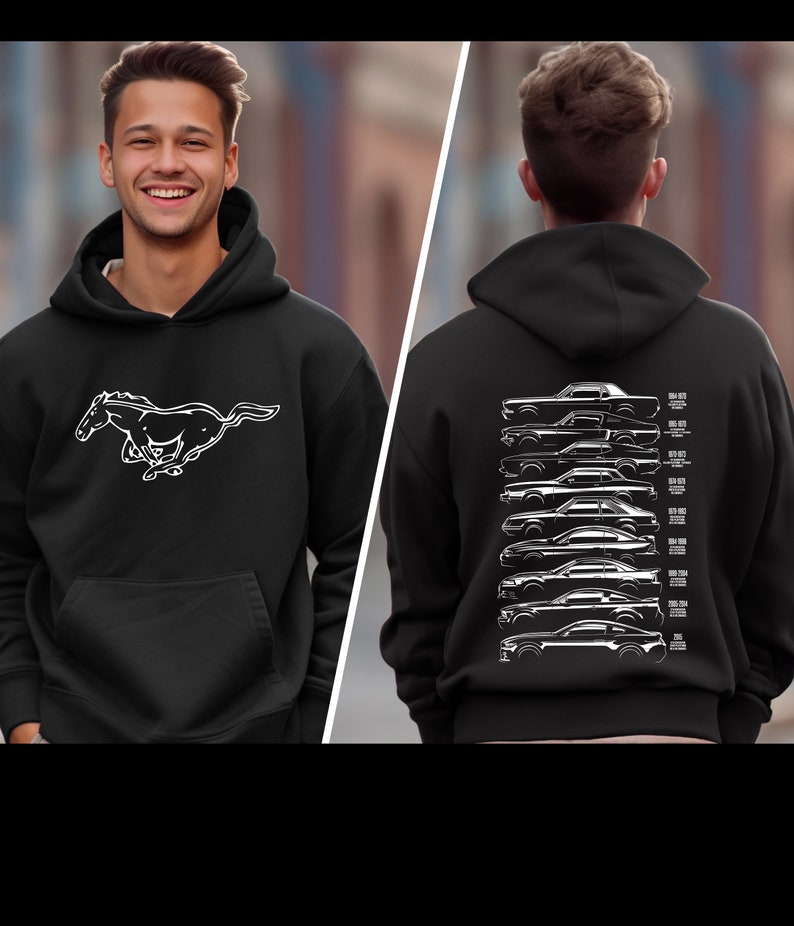 Hoodie Version Center Print Design of Popular Ford Mustang Evolution ...
