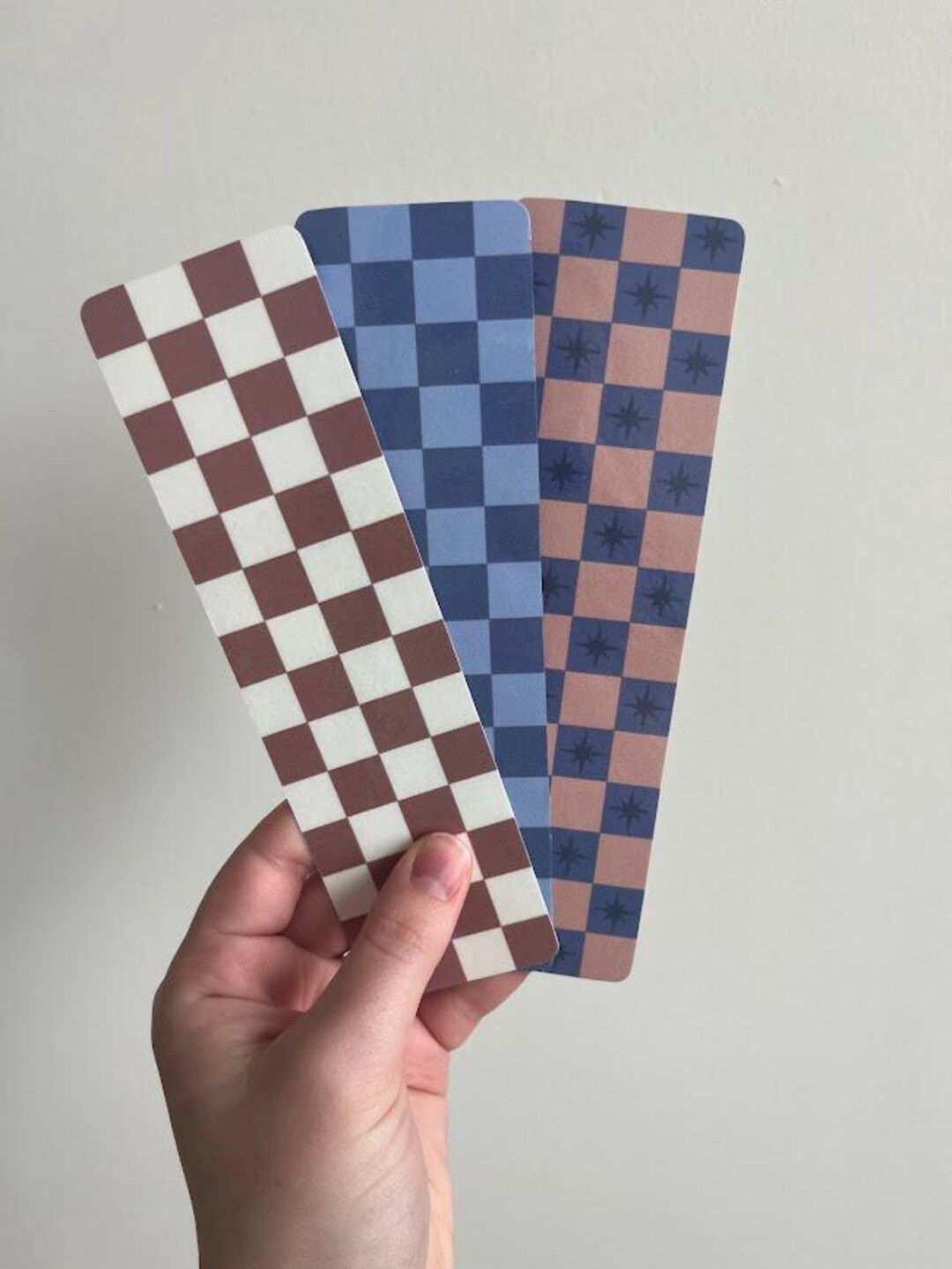 Checkered Print Bookmarks, Cozy Color Pallete, Blue and Brown Checkers ...