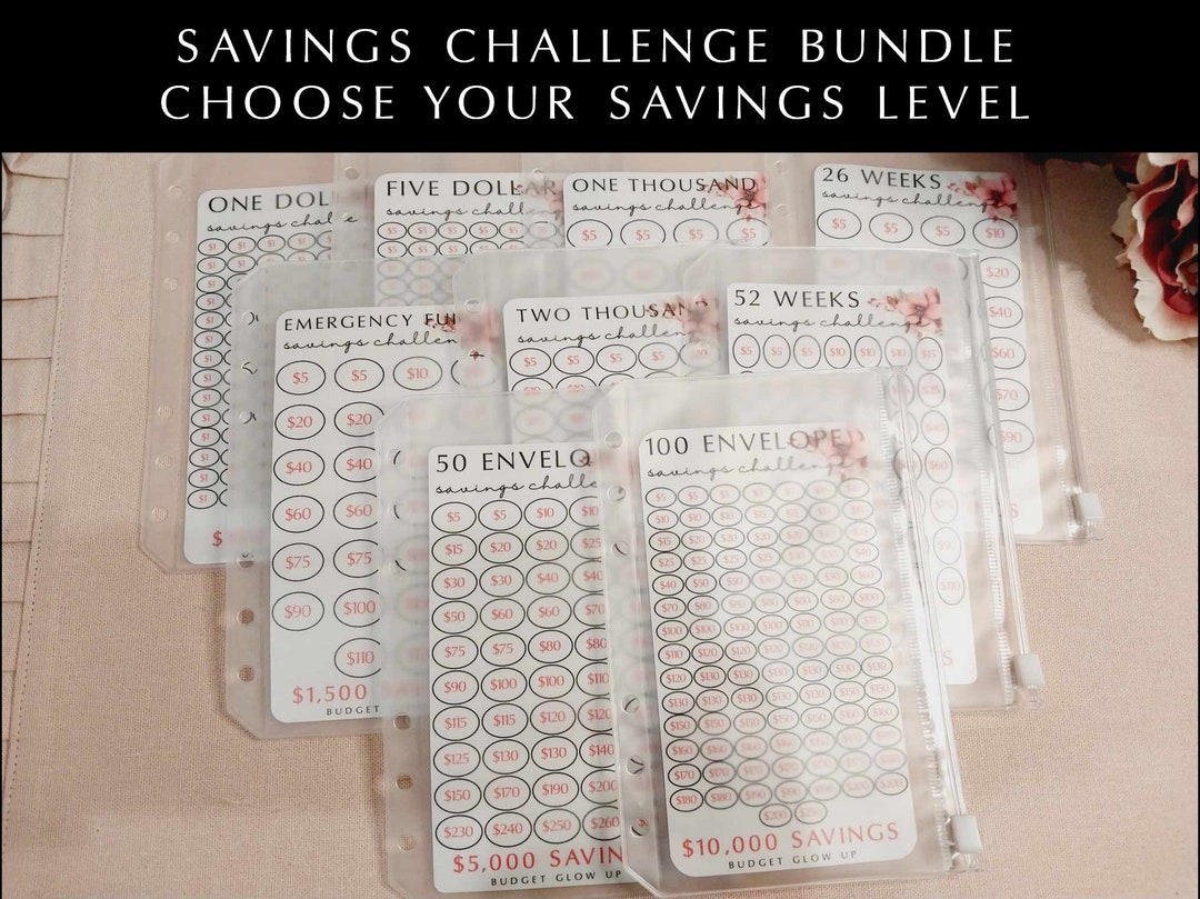 Savings Challenge Bundle 9 Savings Trackers & Wallets Cash Stuffing ...