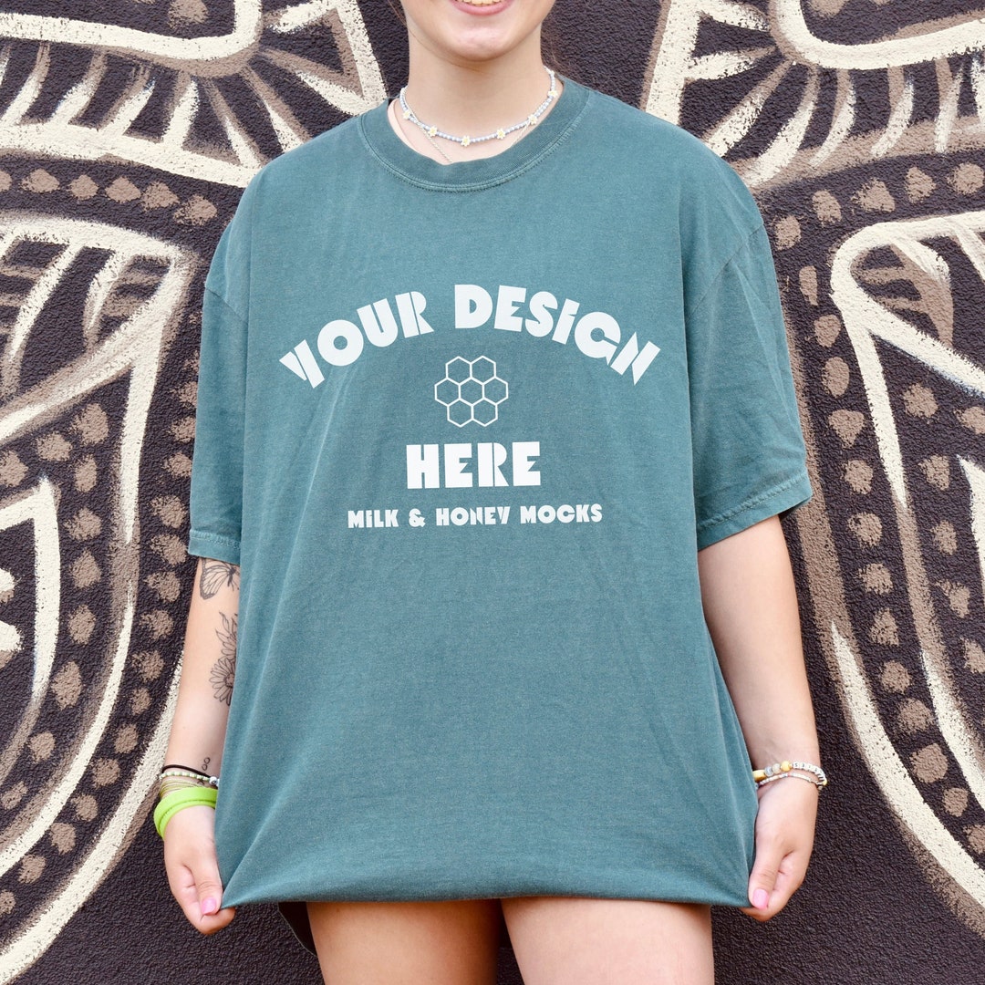 Comfort Colors C1717 Blue Spruce Mockup. Comfort Colors Blue Spruce ...