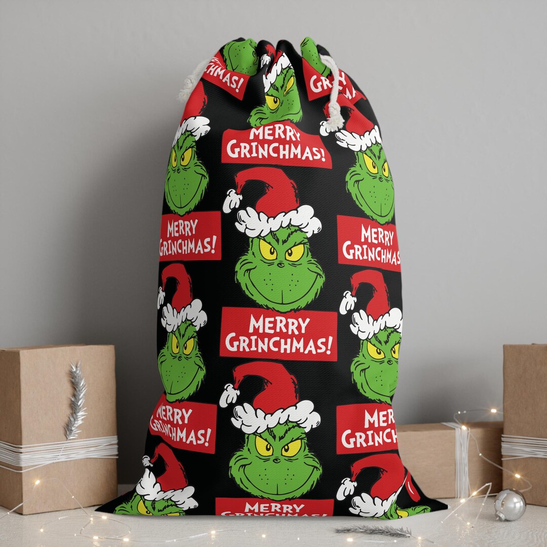 Sack, Merry Grinchmas Present Bag Grinch, Christmas Gift Storage ...