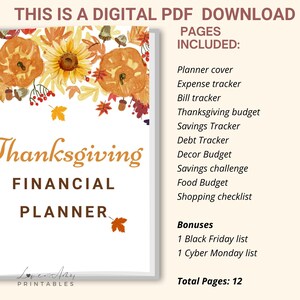 Printable Budget Planner, Thanksgiving Planner, Bundle Printable ...