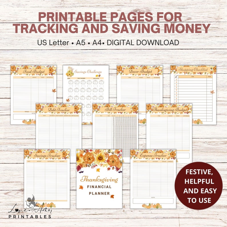 Printable Budget Planner, Thanksgiving Planner, Bundle Printable ...